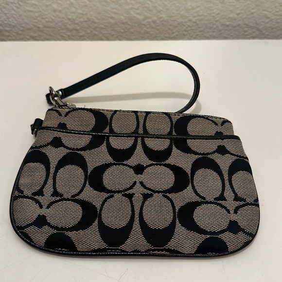 Coach | Bags | Coach Black Cream Embroidered Monogrammed Zippered ...